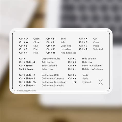 Excel Shortcuts Sticker Macbook Or Windows Laptop Gift Etsy