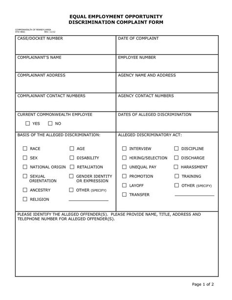STD C Discrimination Complaint Form Fill And Sign Online With Lumin