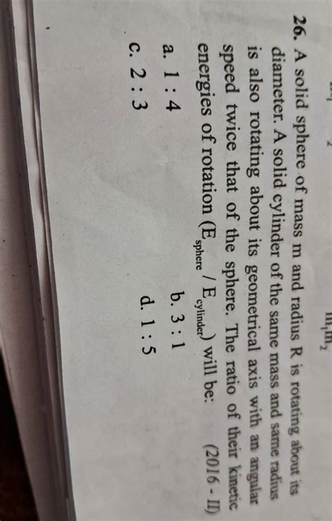 a solid sphere of mass m and radius r is rotating about its diameter a s