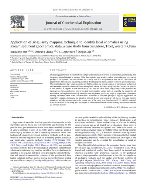 Pdf Application Of Singularity Mapping Technique To Identify Local Anomalies Using Stream