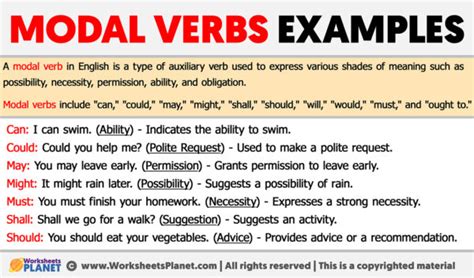 Modal Verbs Examples