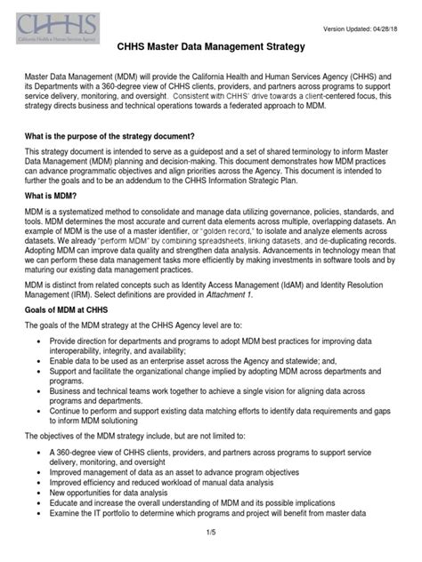 chhs master data management strategy pdf governance information