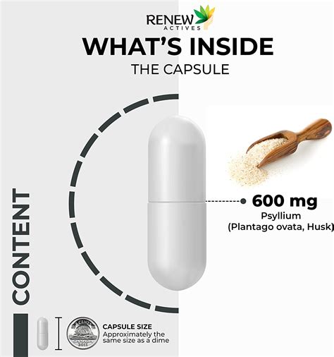 Renew Actives Psyllium Husk Capsules 600 Mg 120 Capsules Soluble Fi Renew Actives Us