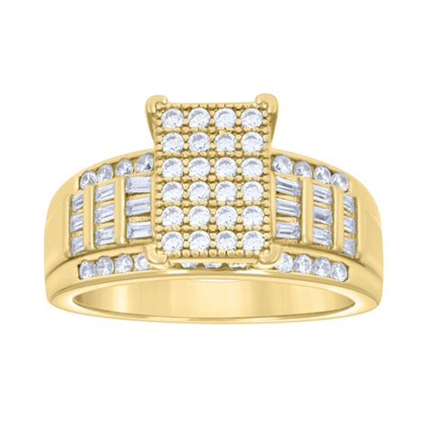 925 Sterling Silver Yellow Tone Womens Baguette Cubic Zirconia