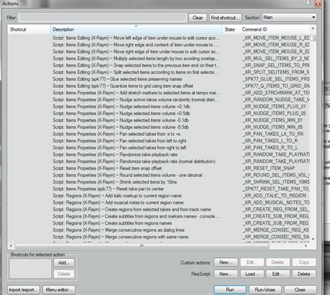 advanced actions management import and export toolbars buttons linked