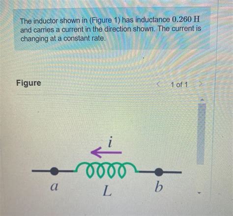 Solved The Inductor Shown In Figure 1 Has Inductance 0 260