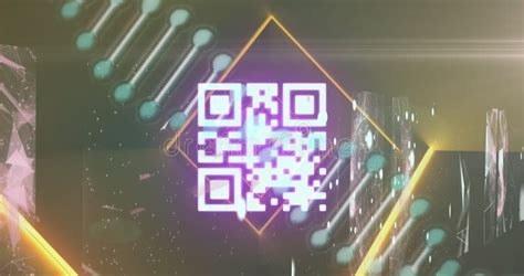 Composition Of Data Processing Over Qr Code And Dna Strand On Black
