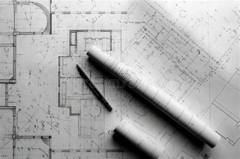 Architectural Blueprints And Design Tools Symbolize Construction Projects And Interior Planning