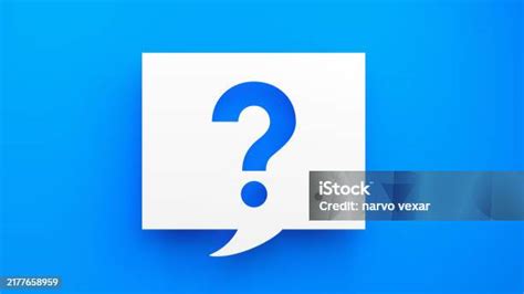 파란색 배경에 물음표 기호 와 컷아웃 종이 말풍선 와 있는 문의와 소통의 개념 3d 렌더링 Brand Name Online Messaging Platform에 대한 스톡