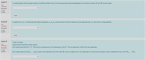 Solved Question 1 2 Marks Suppose That The Square Matrices