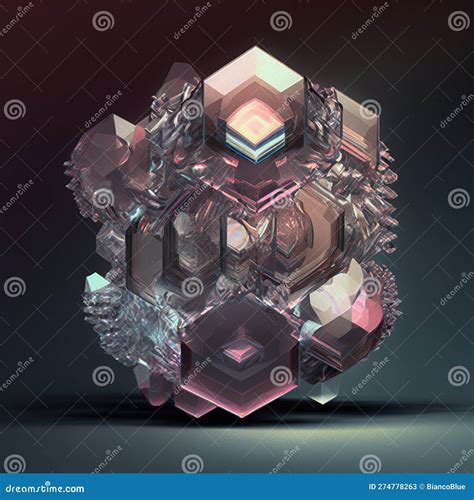 Geometric Cubic Shape With Ravishing Spectrum Of Prismatic Color Stock