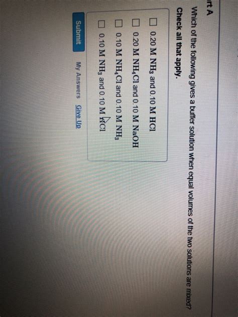 Solved Which Of The Following Gives A Buffer Solution When