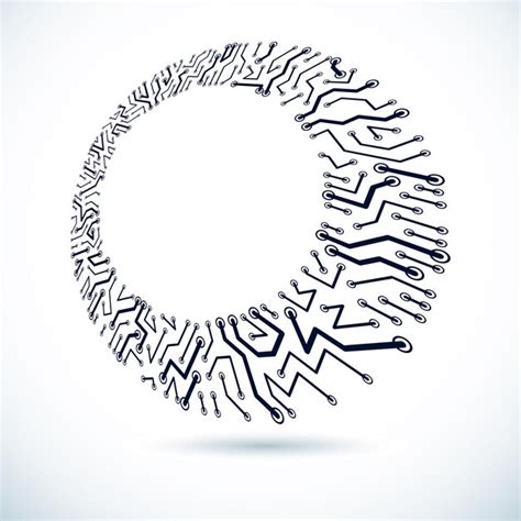 회로 보드와 벡터 추상 기술 그림입니다 전자 장치의 하이테크 디지털 방식입니다 명확한 복사 공간이 있는 기술 마이크로칩 추상적인 배경 프리미엄 벡터