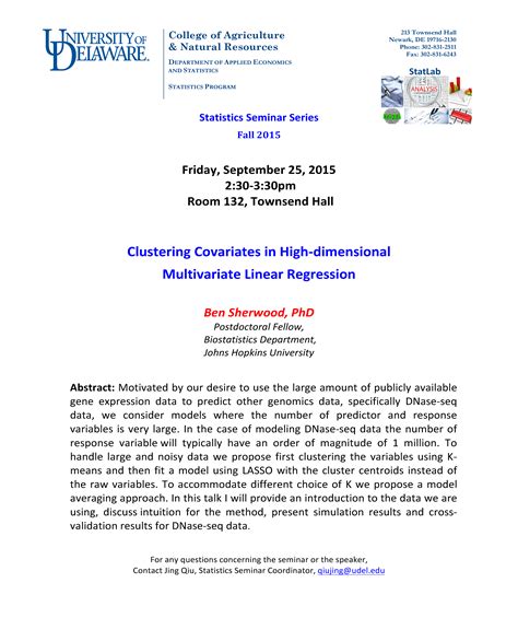 Statistics Seminar Talk Of Townsend