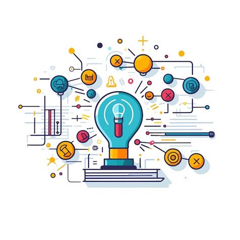 Premium Vector Vector Of A Light Bulb Surrounded By Icons And Symbols In A Flat Vector Style