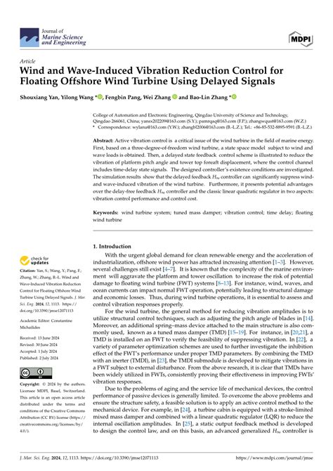 Pdf Wind And Wave Induced Vibration Reduction Control For Floating Offshore Wind Turbine Using