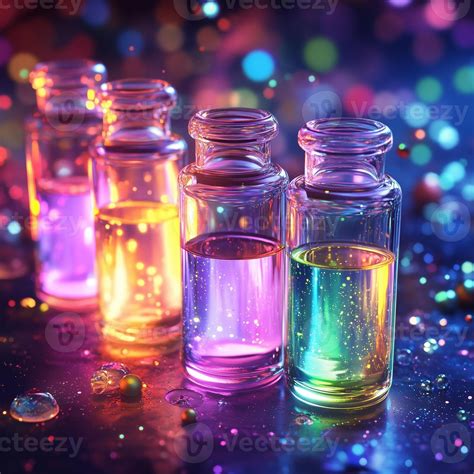 Laboratory Experiment With Glass Bottles Modern Lab Environment Product