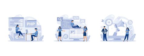 Premium Vector It Profession Set Programmer Write Software And Create Code For Computer