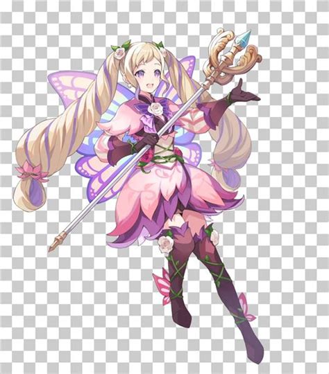 تصویر انیمه دختر زیبا با لباس بنفش نیزه و بالهای پروانه 1663763