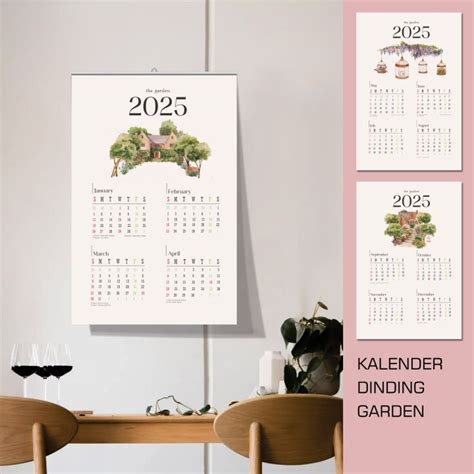 Pso Kalender Dinding Tempel Tahun 2025 Cute Shabby Aesthetic Dekorasi Hiasan Kamar Ruang Kelas