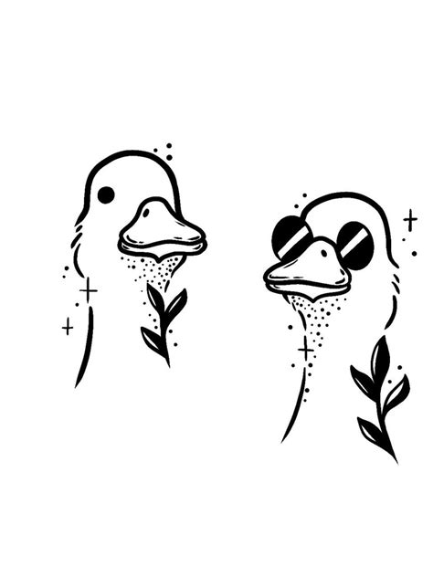 Two Trendy Goose Goose Simple Drawing Minimalism Aesthetics Cool Geese Goose In Glasses