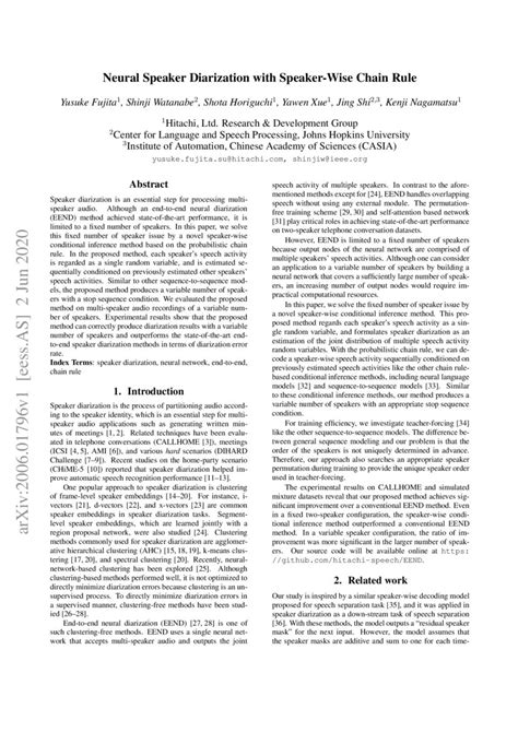 Neural Speaker Diarization With Speaker Wise Chain Rule DeepAI