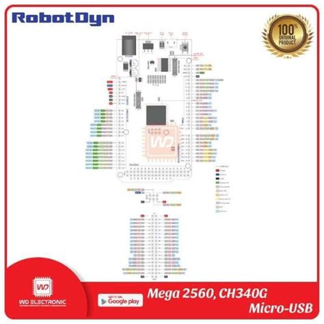 Jual Robotdyn Mega 2560 R3 Ch340g Microusb Arduino Mega 2560 Di Seller
