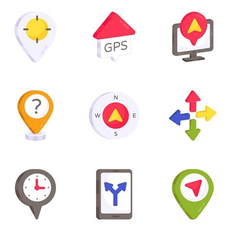 Pack Of Location And Direction Flat Icons Premium Vector
