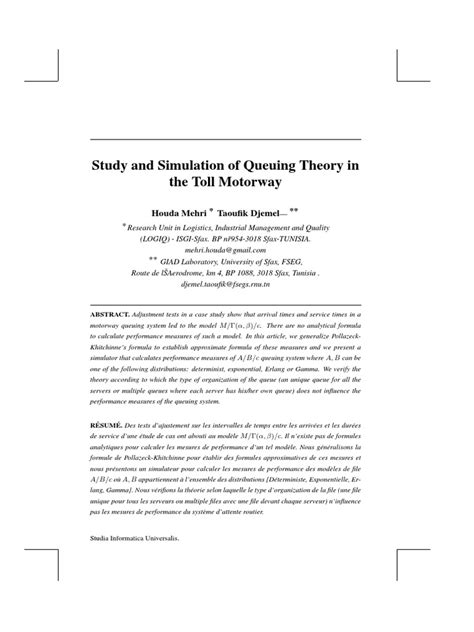 Pdf Toll Motorway Queuing Theory Dokumen Tips