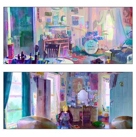 Earth 65 Gwens Room Concept Art For Spider Man Across The Spider