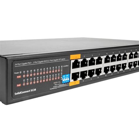 Solidconnect Sc28 28 Port Unmanaged Ethernet Switch 24 Port Poe 2 Port Rj45 And 2 Port Sfp