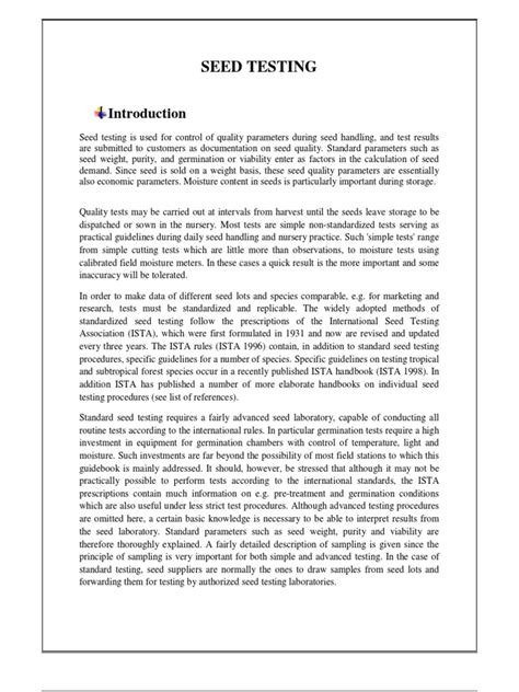 Seed Testing Pdf Seed Germination
