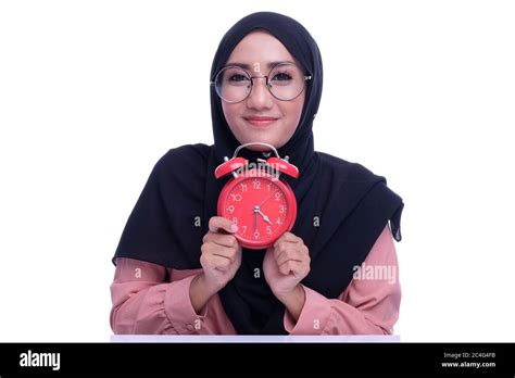 Emotion Face Or Expression Muslim Woman Face With Deference Time Clock Happy Moody Stress Or