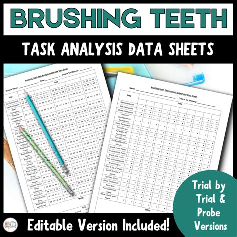 Editable Task Analysis Data Sheets For Brushing Teeth Aba Therapy Editable Task Analysis Data Sheets For Brushing Teeth Aba Therapy