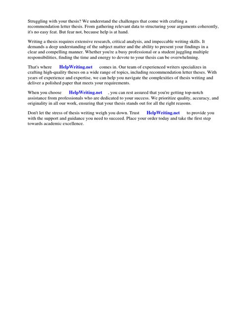 Recommendation Letter Thesis Pdf