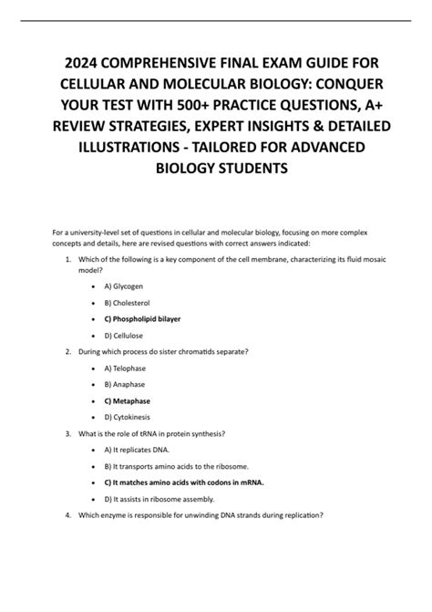 2024 Comprehensive Final Exam Guide For Cellular And Molecular Biology Conquer Your Test With
