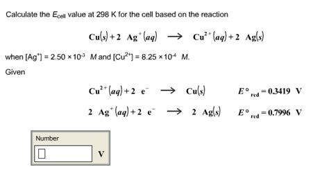 Calculate The E Cell Value At 298 K The Cell Based Chegg Com