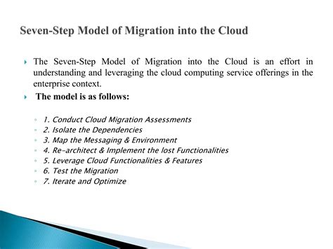 Seven Step Model Of Migration Into The Cloud Pptx