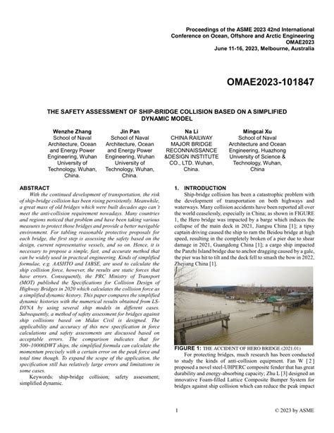 Pdf The Safety Assessment Of Ship Bridge Collision Based On A Simplified Dynamic Model