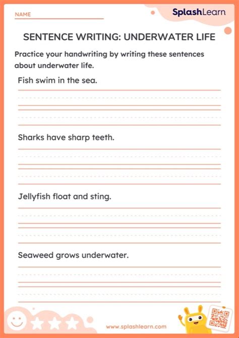 Sentence Writing Underwater Life Printable Ela Worksheet