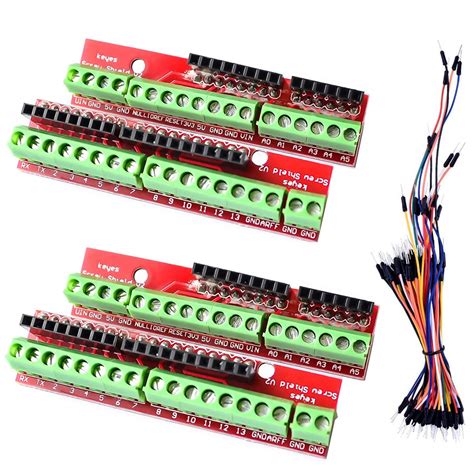Amazon Youmile Arduino Uno R3と互換性のある2本のネジシールドv2拡張ボード端子、デュポンケーブル、雌 雄