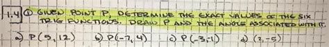 Solved 1410 The Exact Values Of The Six Trig Functions