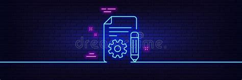 Documentation Line Icon Technical Instruction Sign Neon Light Glow Effect Vector Stock