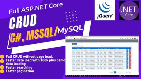 Aspnet Core Full Crud With Net 5 Mssqlmysql Ef Code First Youtube