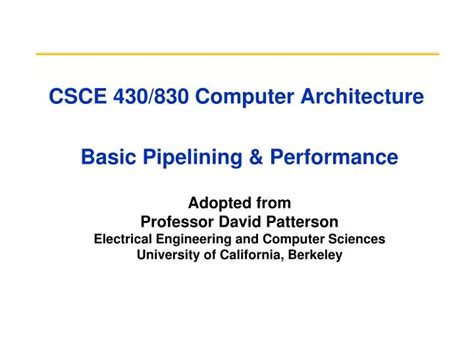 Ppt Csce 430830 Computer Architecture Basic Pipelining And Performance