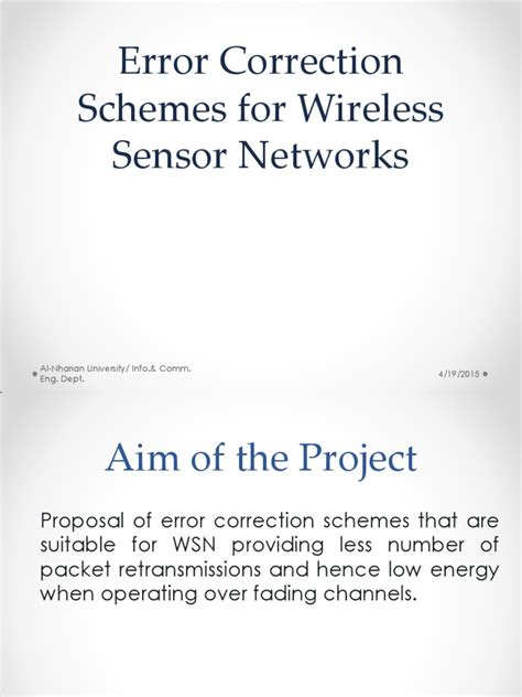 Error Correction Schemes For Wireless Sensor Networks Pdf Forward