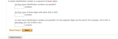 Solved A Certain Identification Number Is A Sequence Of