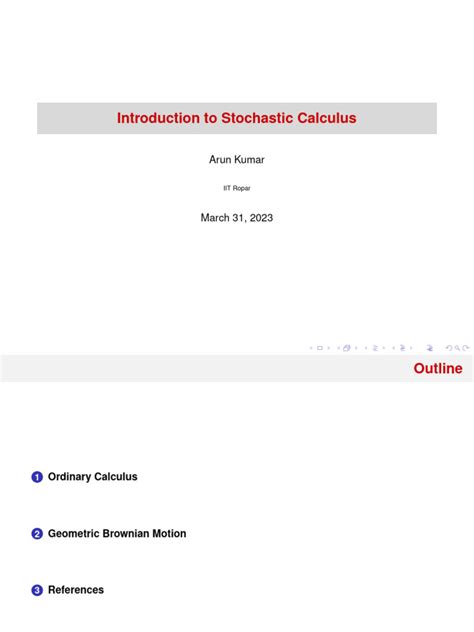 Introduction To Stochastic Calculus Pdf