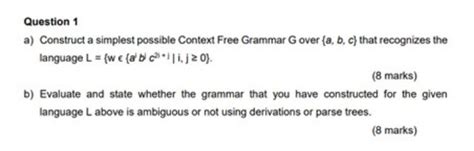 solved a construct a simplest possible context free grammar