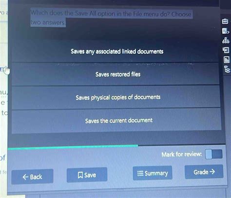 Solved 10 Which Does The Save All Option In The File Menu Do Choose